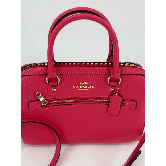 Coach | Bags | Coach Rowan Satchel Pink Crossgrain Leather Crossbody ...